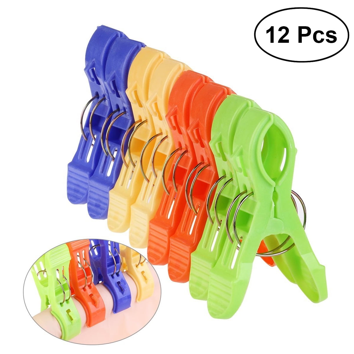12 Pcs Towel Clips Plastic Jumbo Size Towel Pool Holder Keep Towels ...