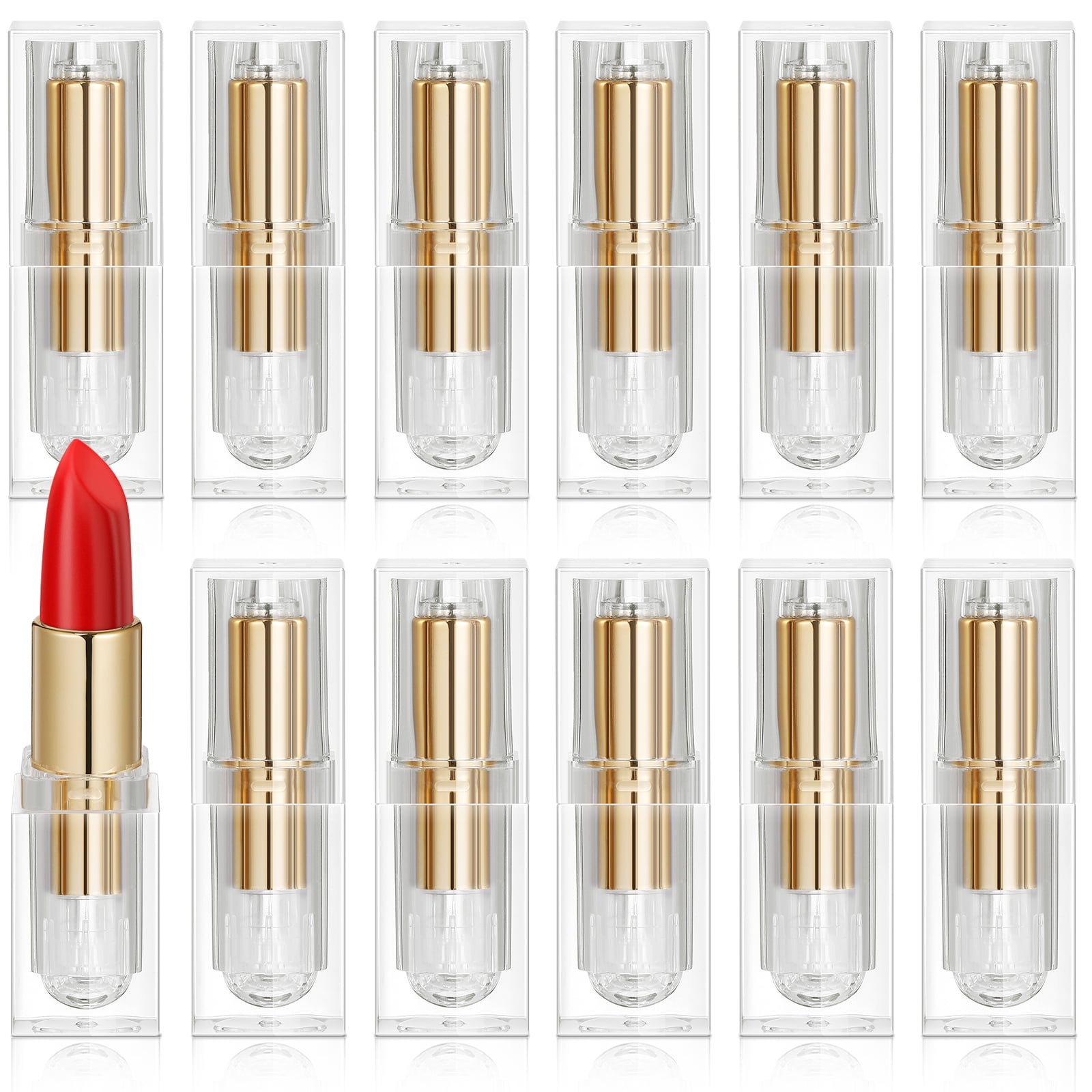 12 Pcs Transparent Plastic Empty Tube Containers for Homemade Lipstick ...