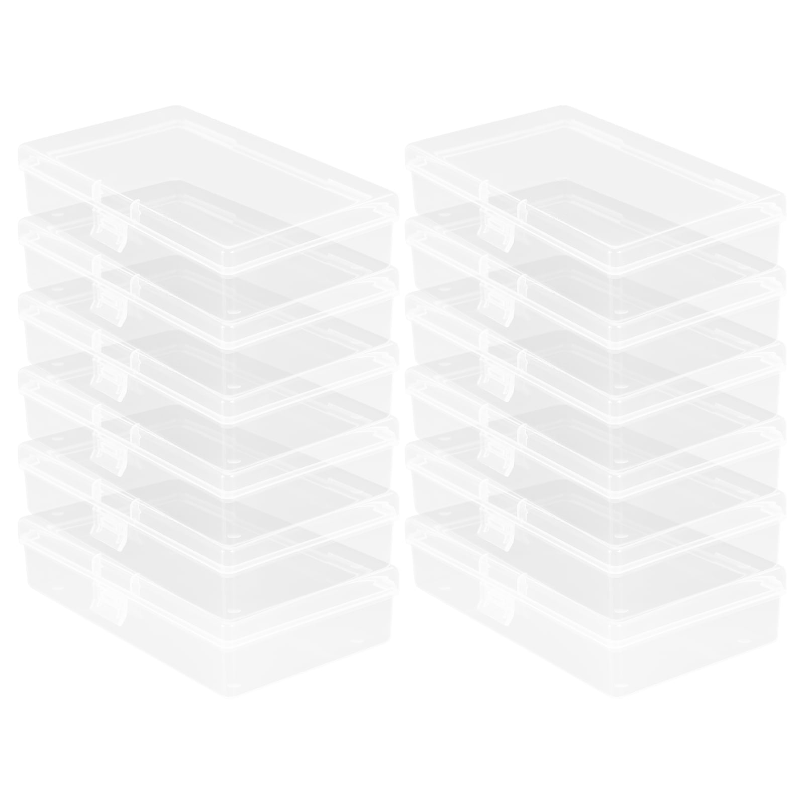 12 Pcs Transparent Rectangular Hinged Storage Box Rings Mini Jewelry ...