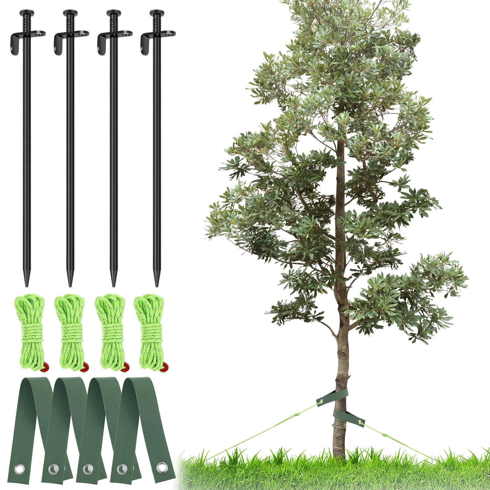 12 Pcs Tree Stake Kit for Leaning Young Trees Straightening Include 4 ...