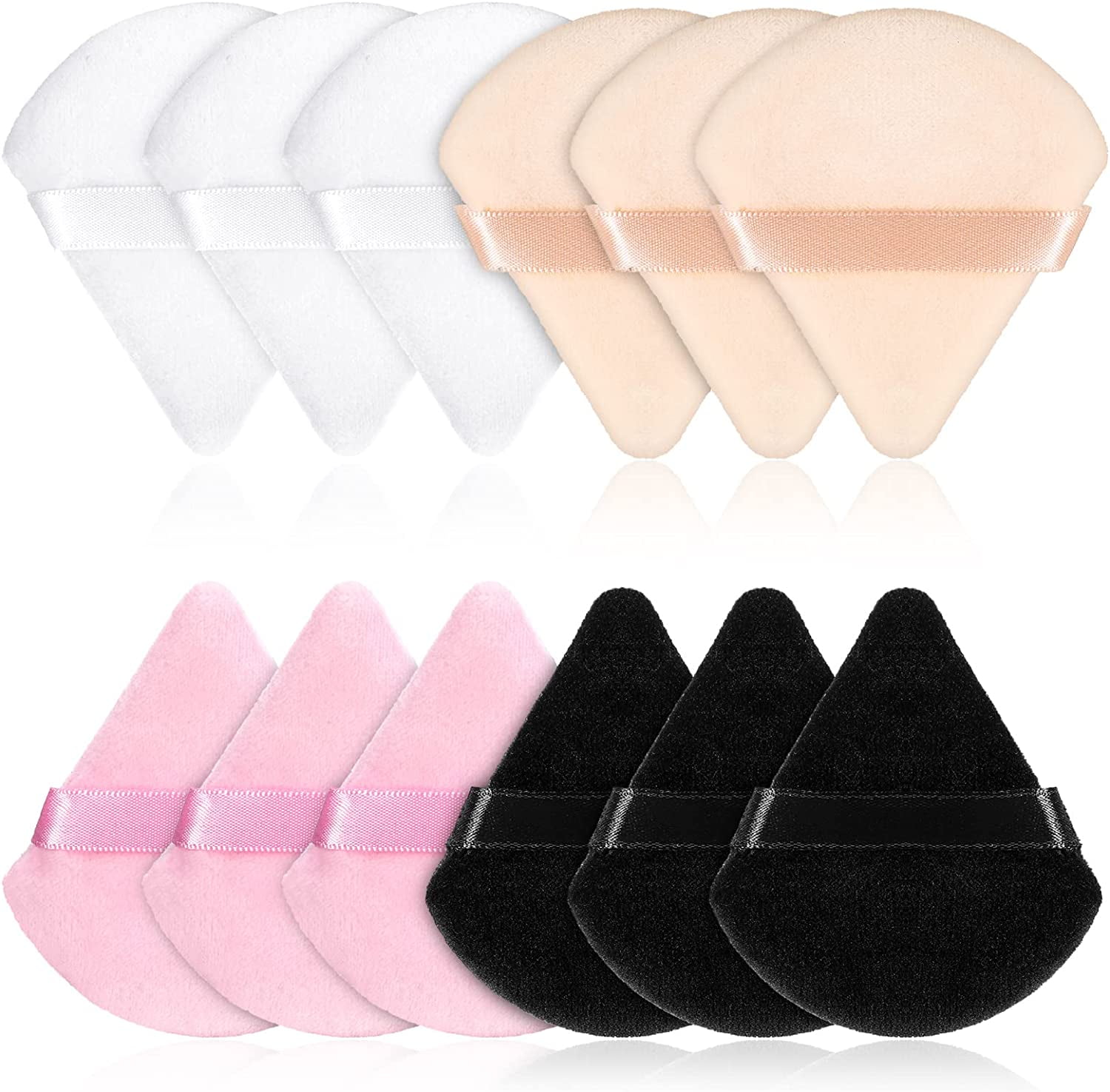 12 Pcs Triangle Powder Puff, 4 Colors Makeup Puff, (Black + White ...