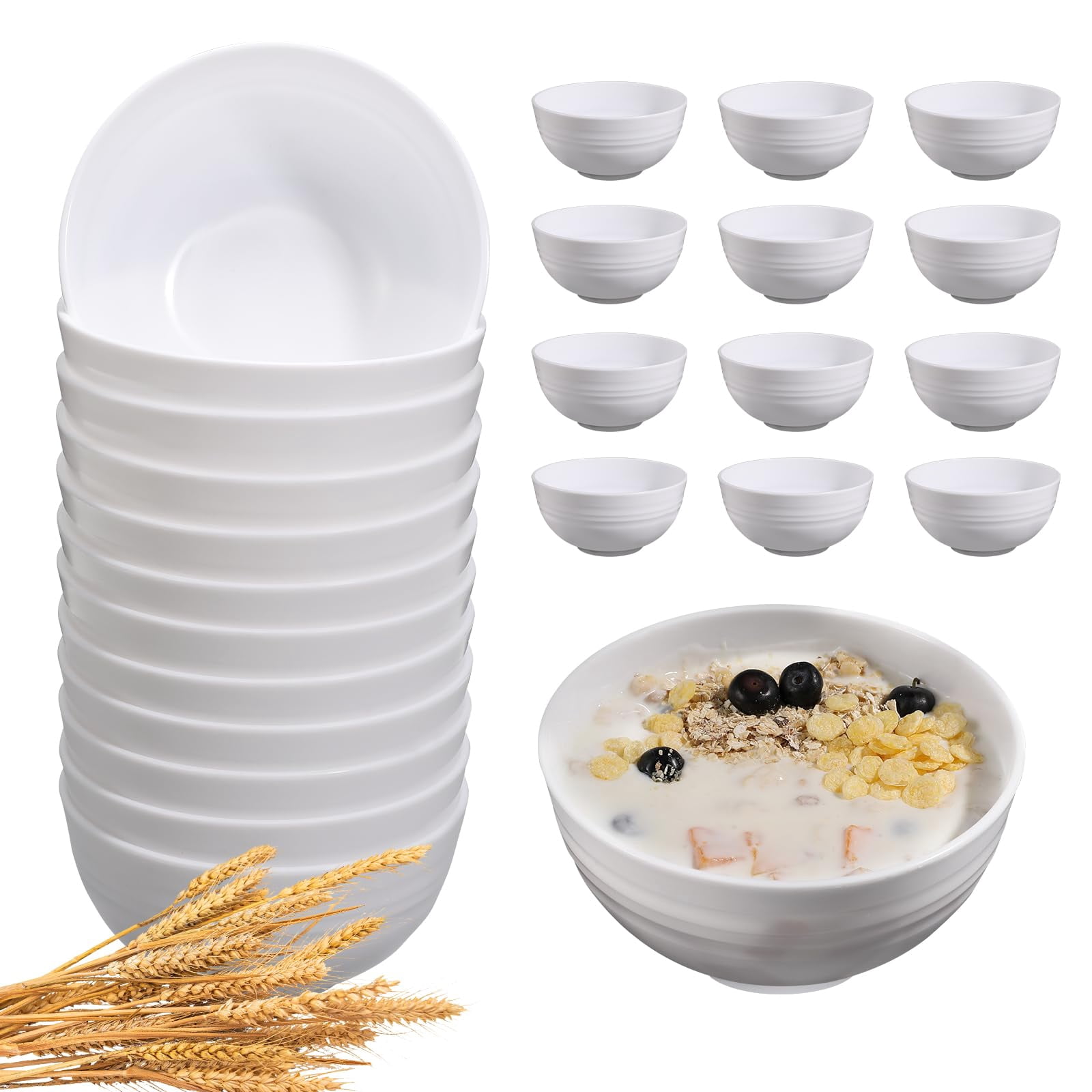 12 Pcs Unbreakable Cereal Bowls Set 26 Oz Wheat Straw Microwave Safe ...