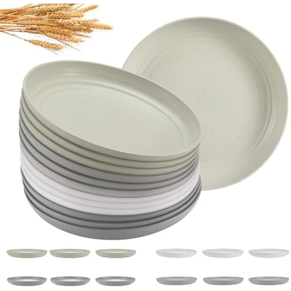 12 Pcs Unbreakable Deep Dessert Plates Set, 8 inch Reusable Plastic ...