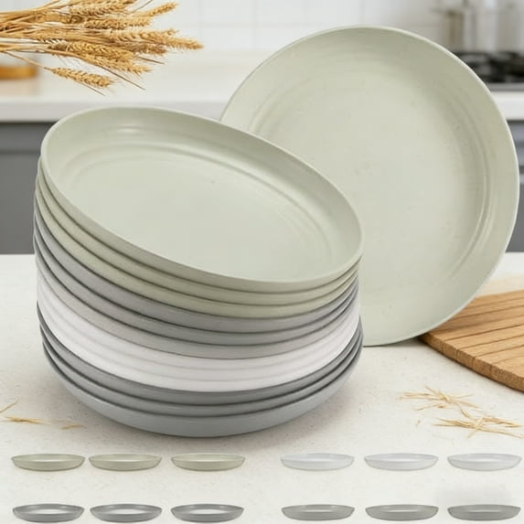 12 Pcs Unbreakable Deep Dessert Plates Set, 8 inch Reusable Plastic ...