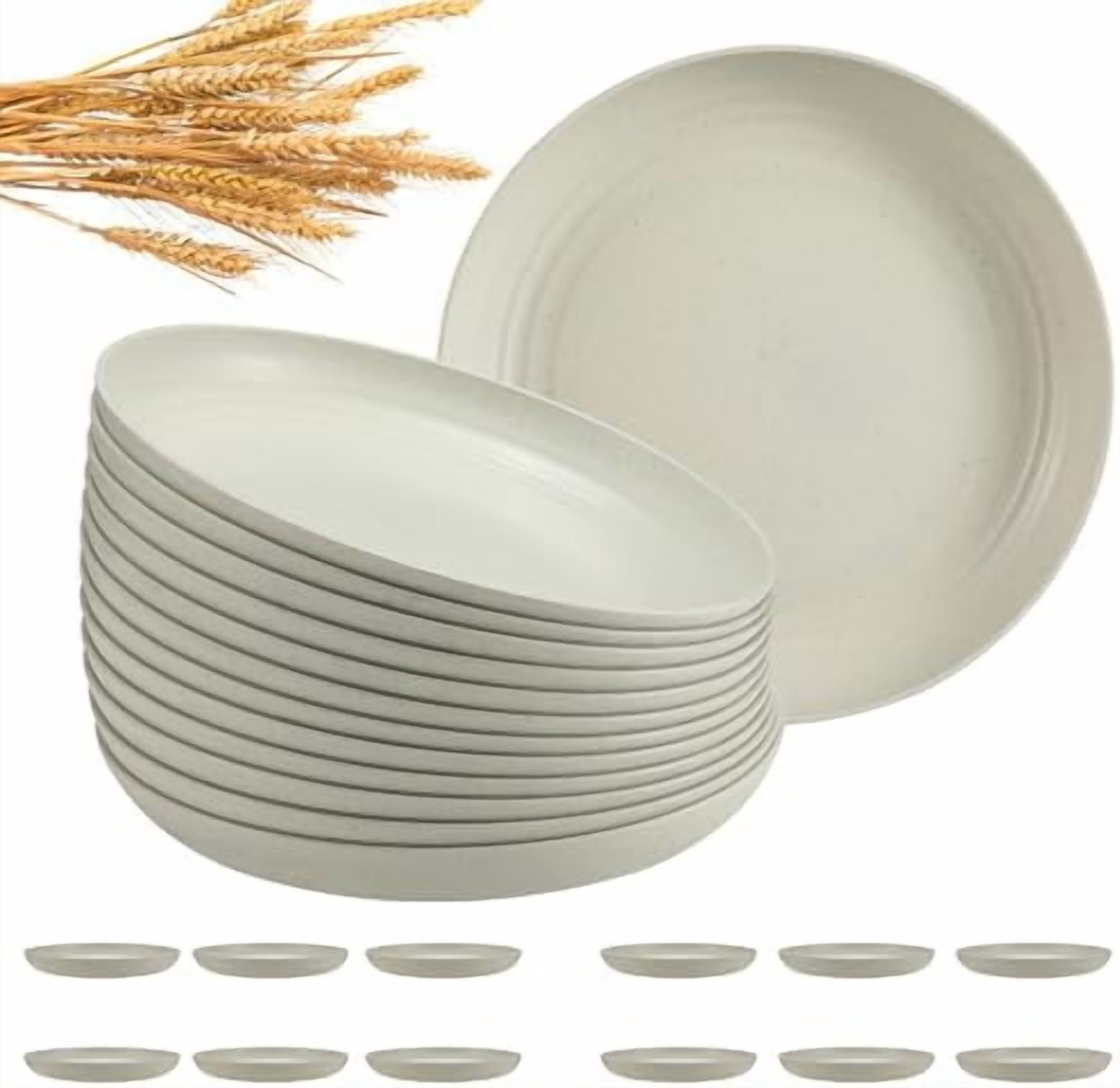12 Pcs Unbreakable Deep Dinner Plates Set, 9 inch Reusable Plastic ...
