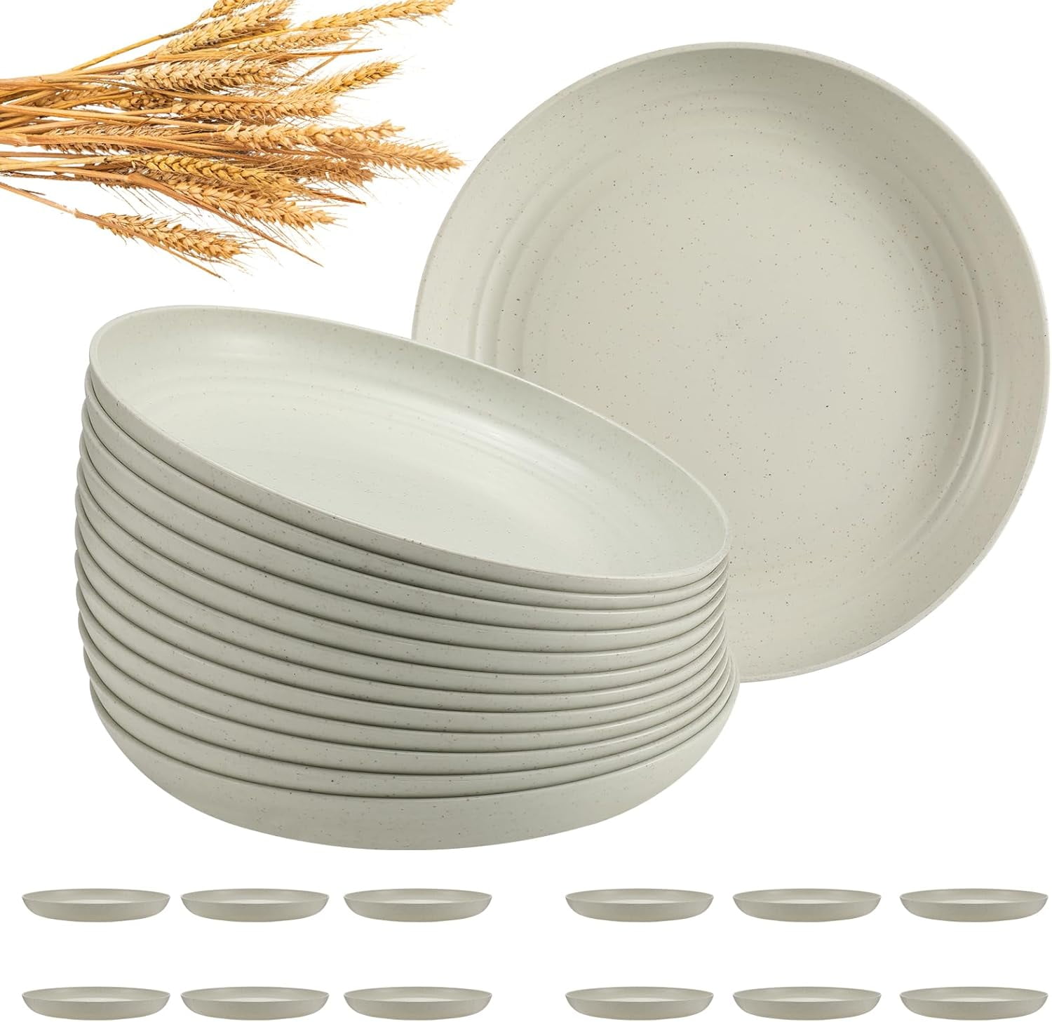 PHYSUN-12 Pcs Unbreakable Deep Dinner Plates Set, 9 inch Reusable ...