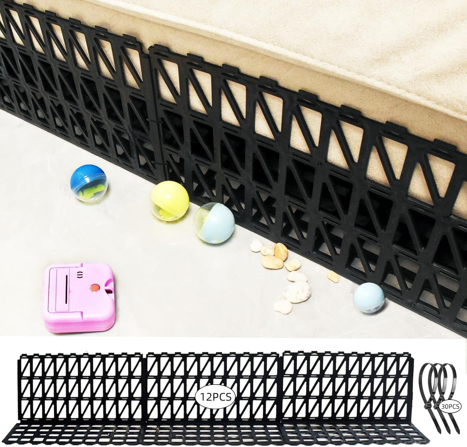 12 Pcs Under Couch Blocker for Bed Adjustable Furniture Plastic Under ...
