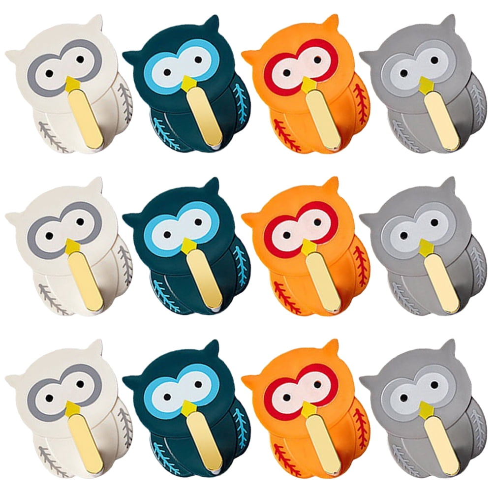 HEMOTON Cartoon Owl Wall Hooks for Holding Things 12pcs Assorted Color ...