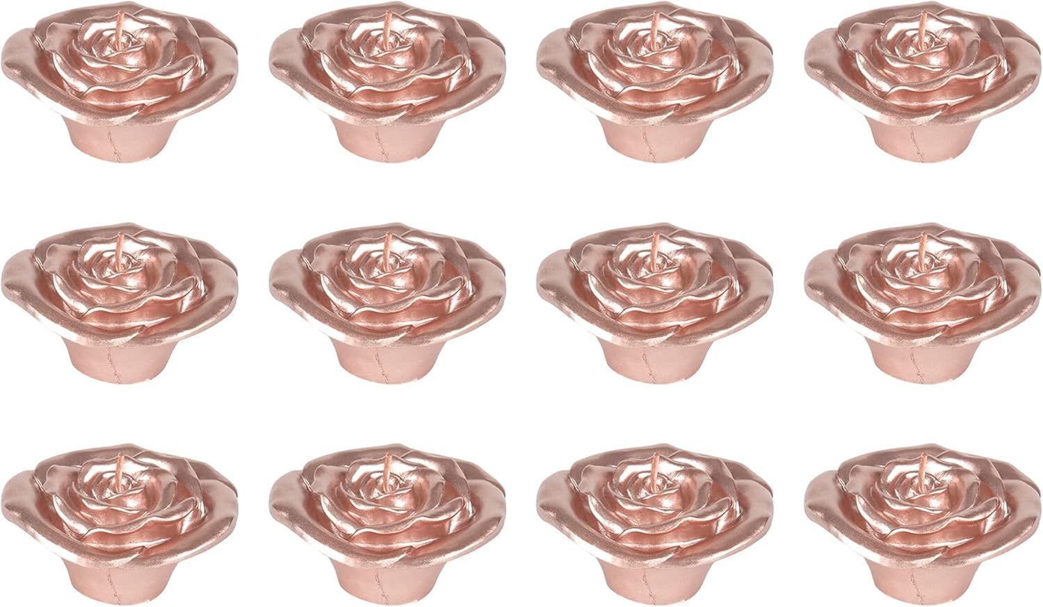 12 Pcs Unscented Rose Petals Flower Rose Gold Floating Candles, Hand ...