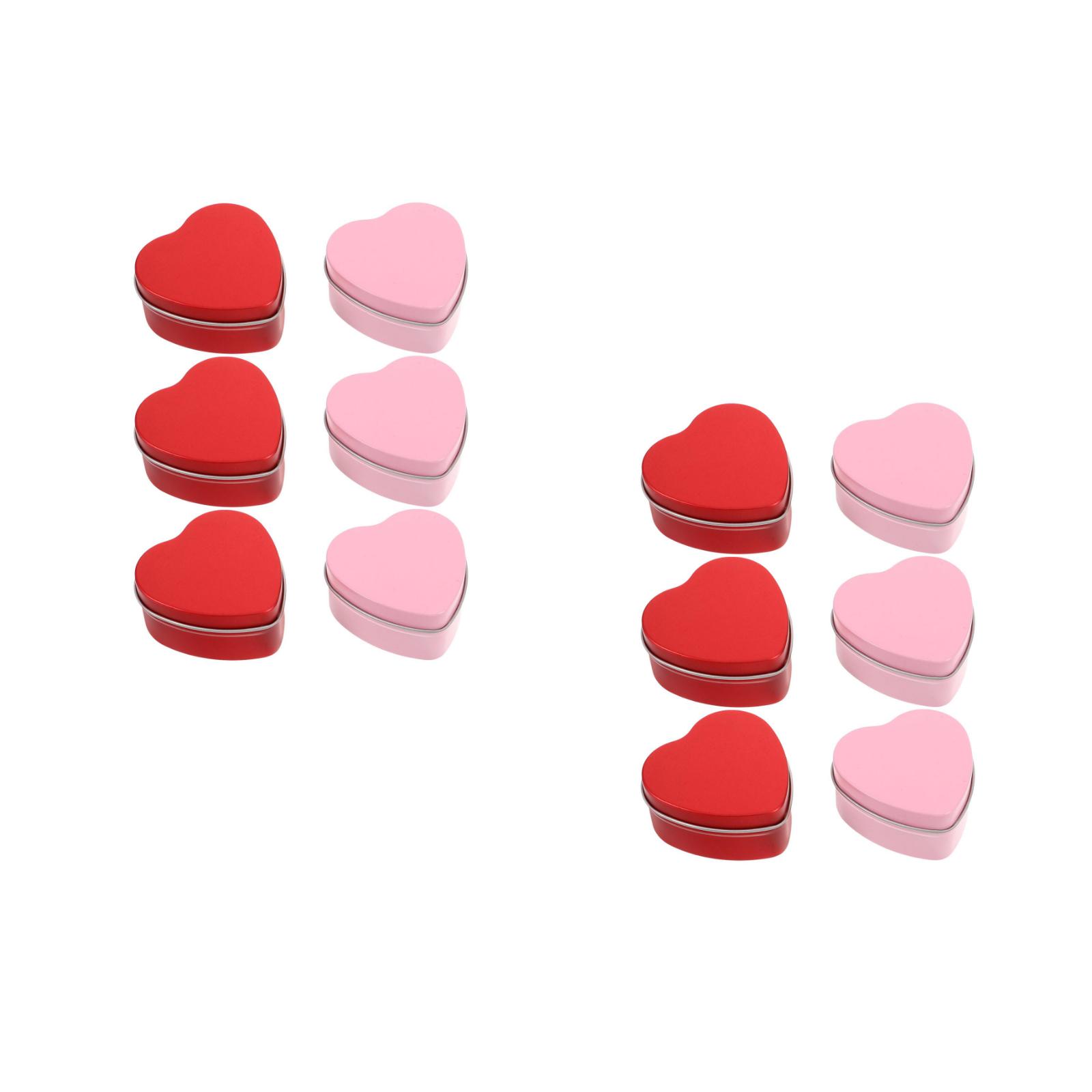 12 Pcs Valentine Heart Shaped Candle Tins with Lid Mini Heart Empty ...