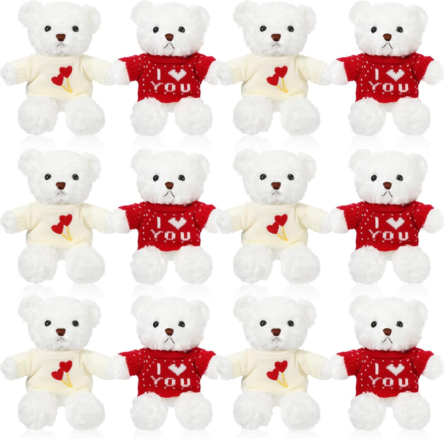 12 Pcs Valentine's Day Bear Stuffed Animal Bulk 10 Inch Cute Bear Plush ...