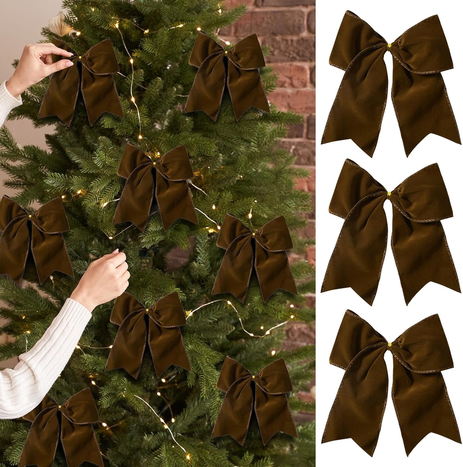 12 Pcs Velvet Bows for Christmas Tree - 6 Inch Vintage Velvet Ribbon ...