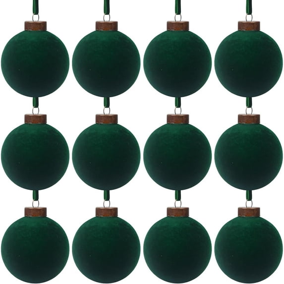 12 Pcs Velvet Christmas Balls Bulk Shatterproof Plastic Christmas Tree Decorations for ...