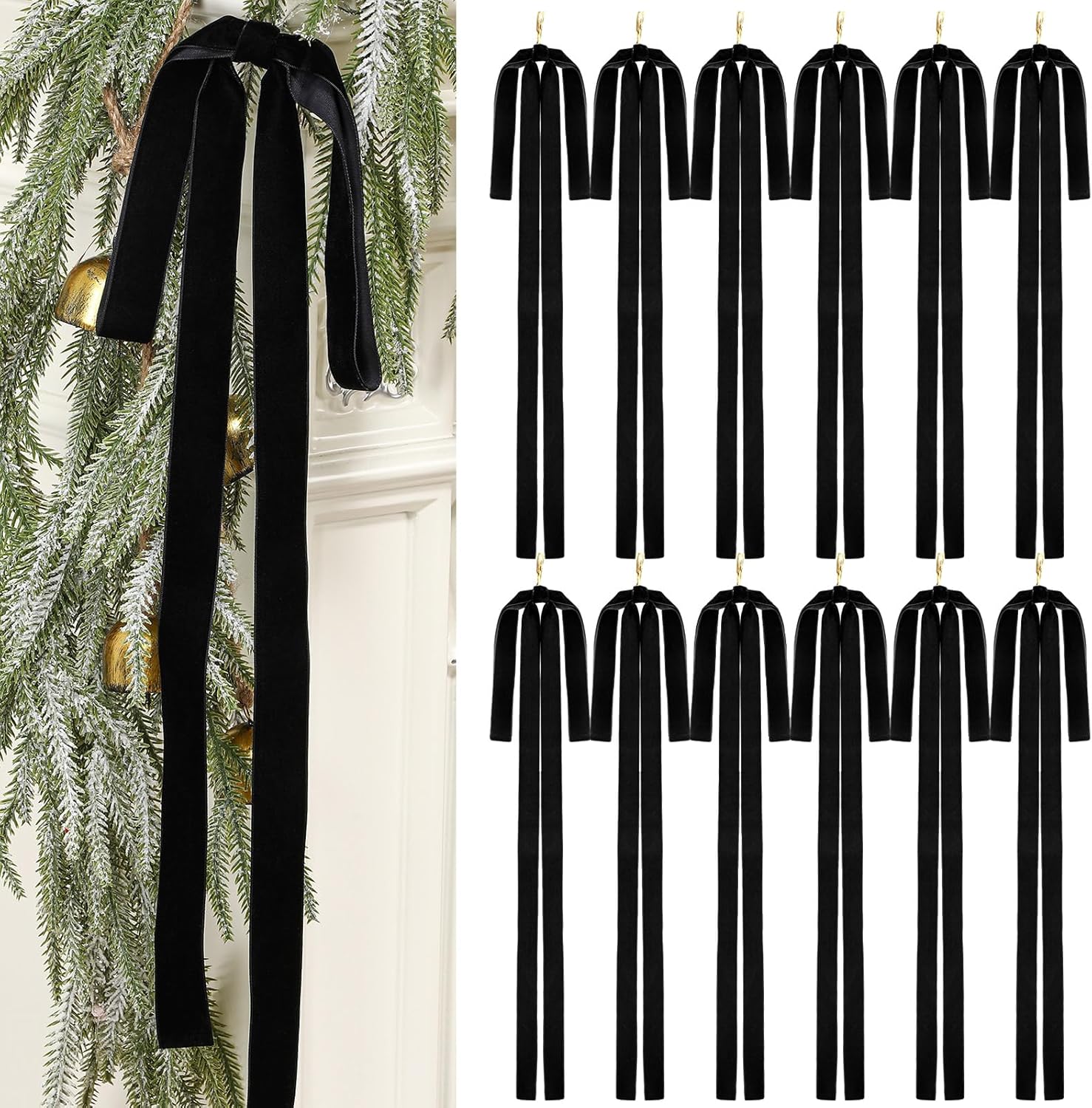 12 Pcs Velvet Christmas Swag Bow 23.5x15.5 Inch Rustic Large Velvet ...