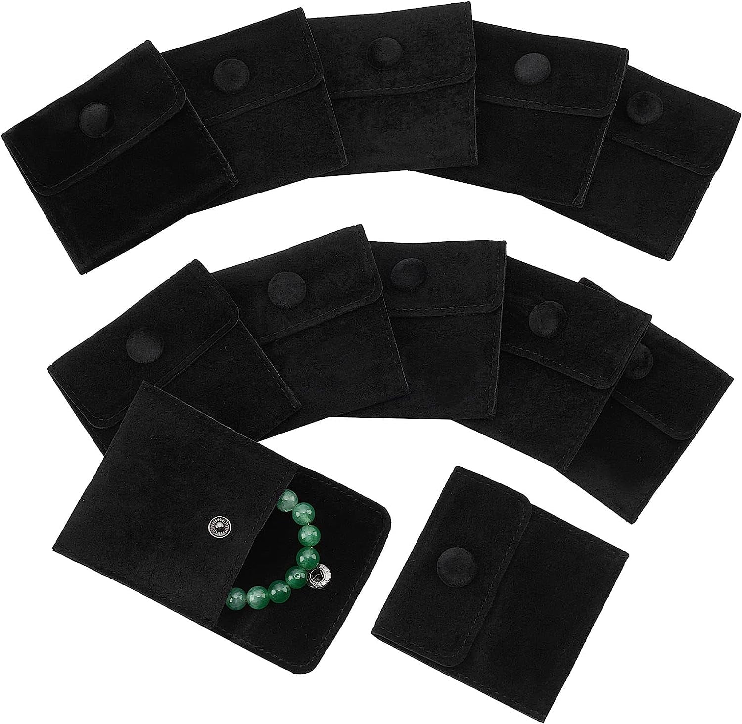 12 Pcs Velvet Jewelry Pouches with Snap Button 2.75x2.75 Black Velvet ...