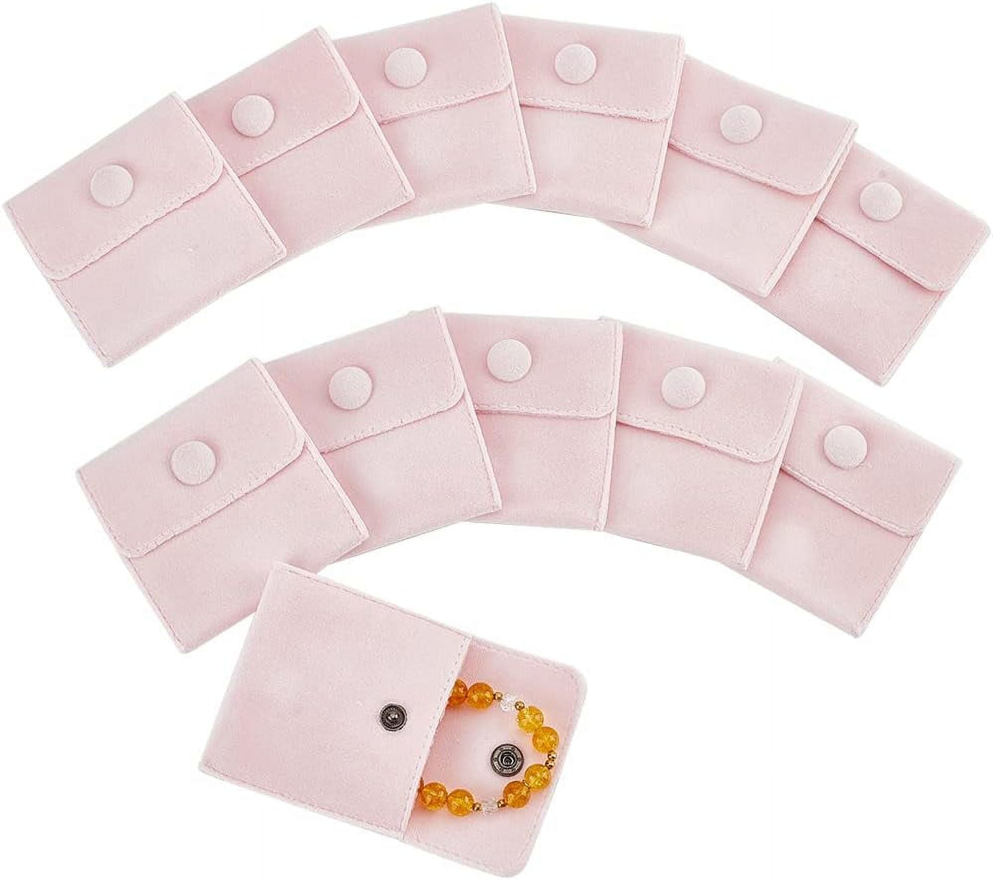 12 Pcs Velvet Jewelry Pouches with Snap Button Pink Velvet Jewelry ...