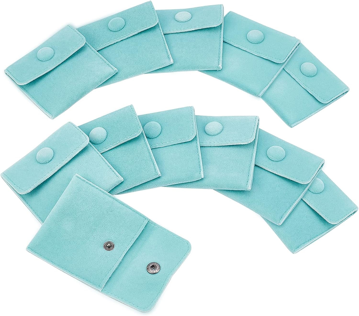 12 Pcs Velvet Pouches with Snap Button Turquoise Velvet Storage Bags ...
