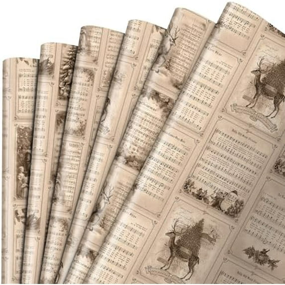 12 Pcs Vintage Christmas Music Wrapping Paper 27 x 19 Inch Old ...