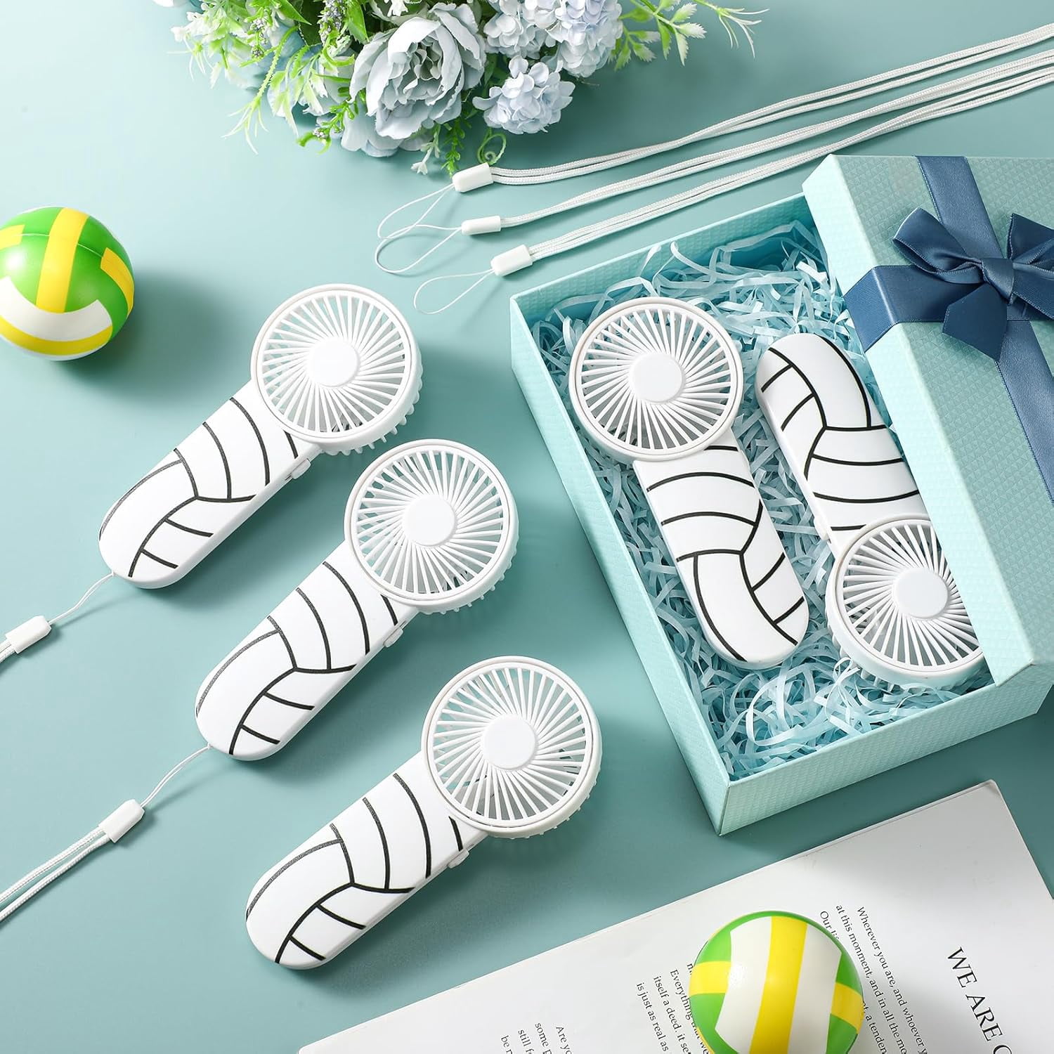 12 Pcs Volleyball Portable Fans with Lanyard, Cooling Fans for Sports ...