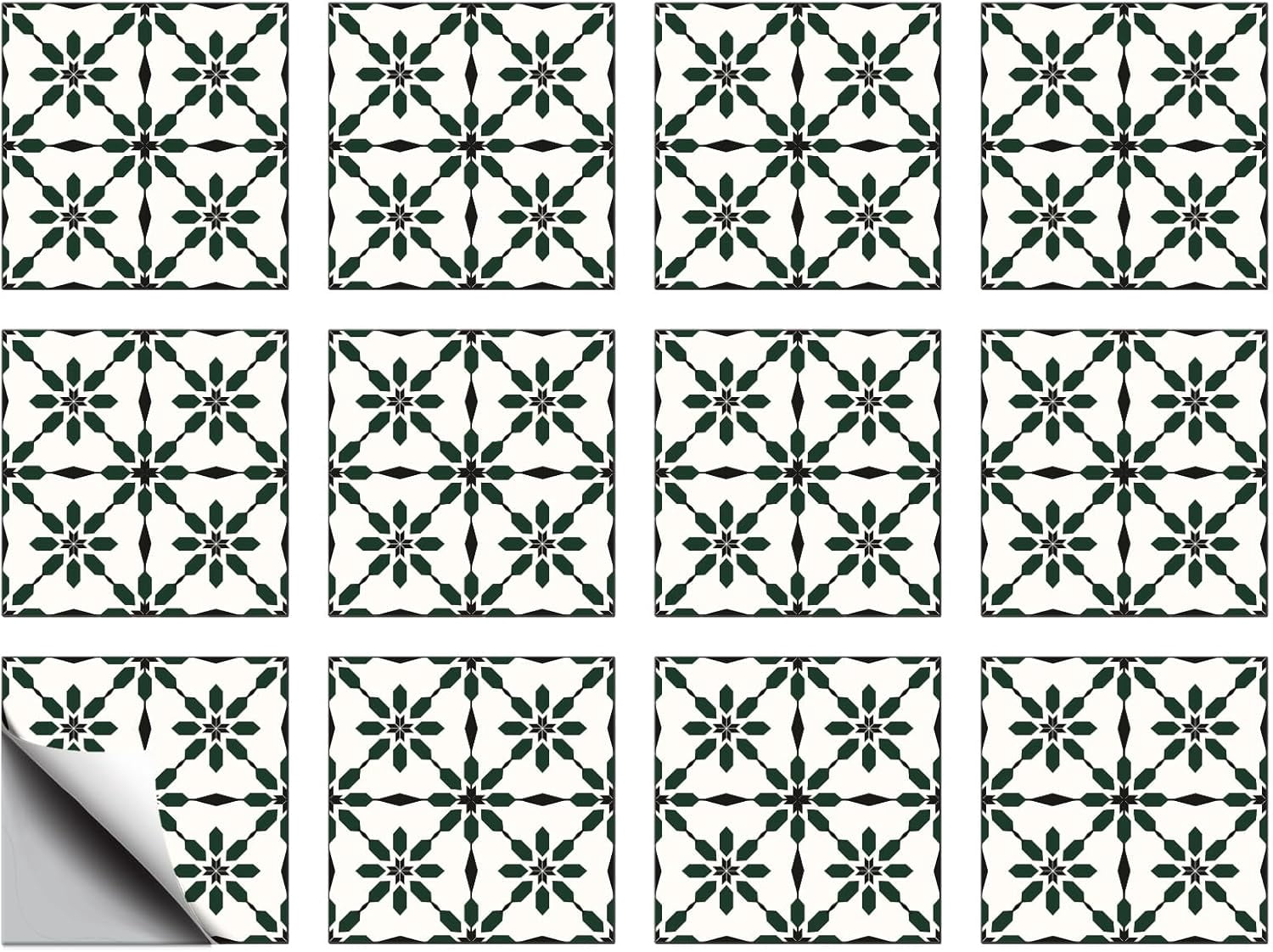 12 Pcs Wall Stickers Geometric Peel and Stick Wall Tile Stickers Green ...