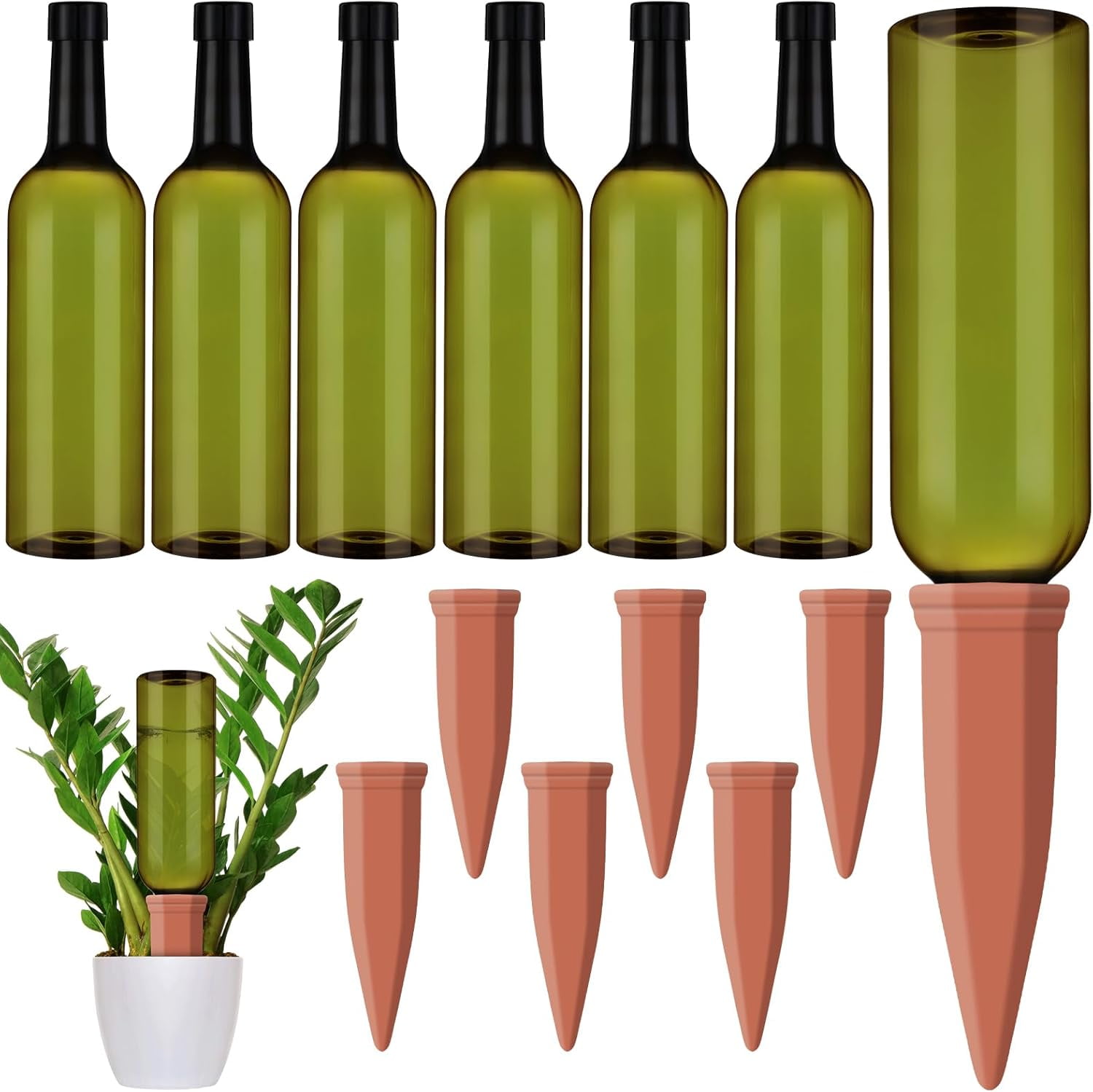 12 Pcs Watering Spikes for Indoor Plants Include 6 Terracotta Self ...