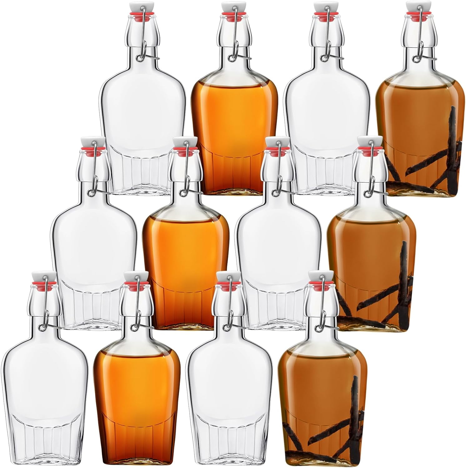 12 Pcs Whisky Glass Flask Swing Top Glass Bottles Vanilla Extract ...