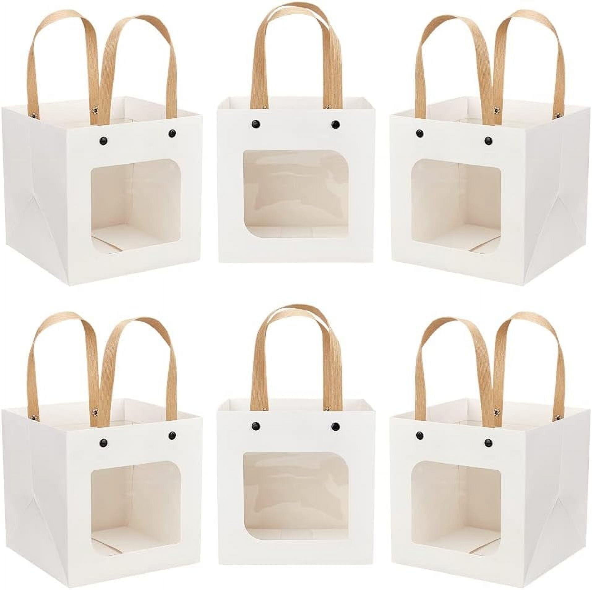 12 Pcs White Craft Paper Bags 5.9x5.9 Carrier Paper Gift Bags With ...
