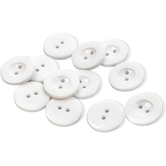 12 Pcs White Lab Coat Buttons – 0.75" Glossy 2-Hole Plastic Sewing ...