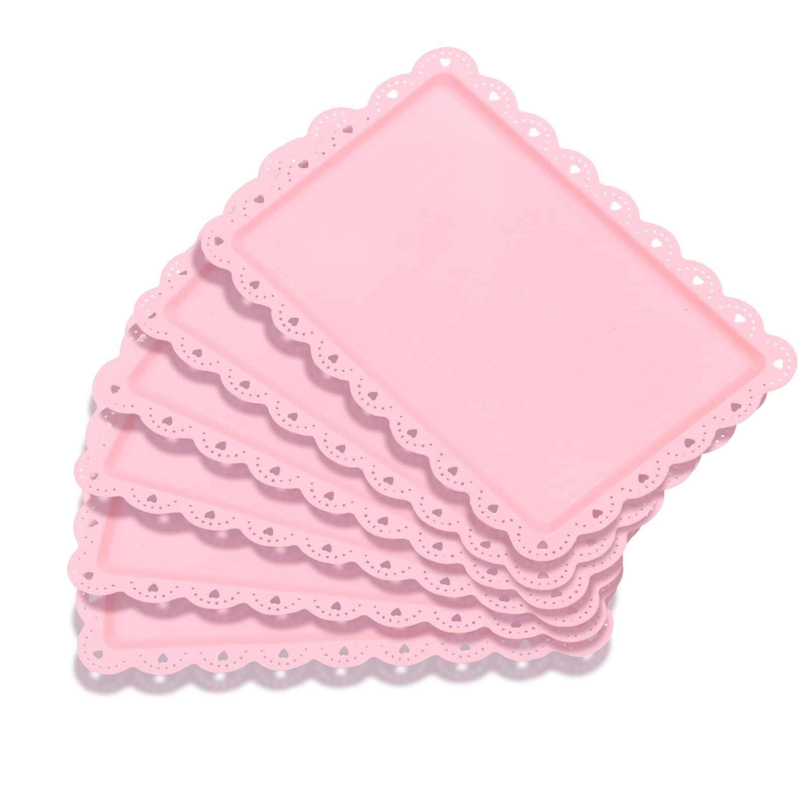 12 Pcs White Plastic Serving Trays with Gold Rim, 14''x9'' Rectangle ...