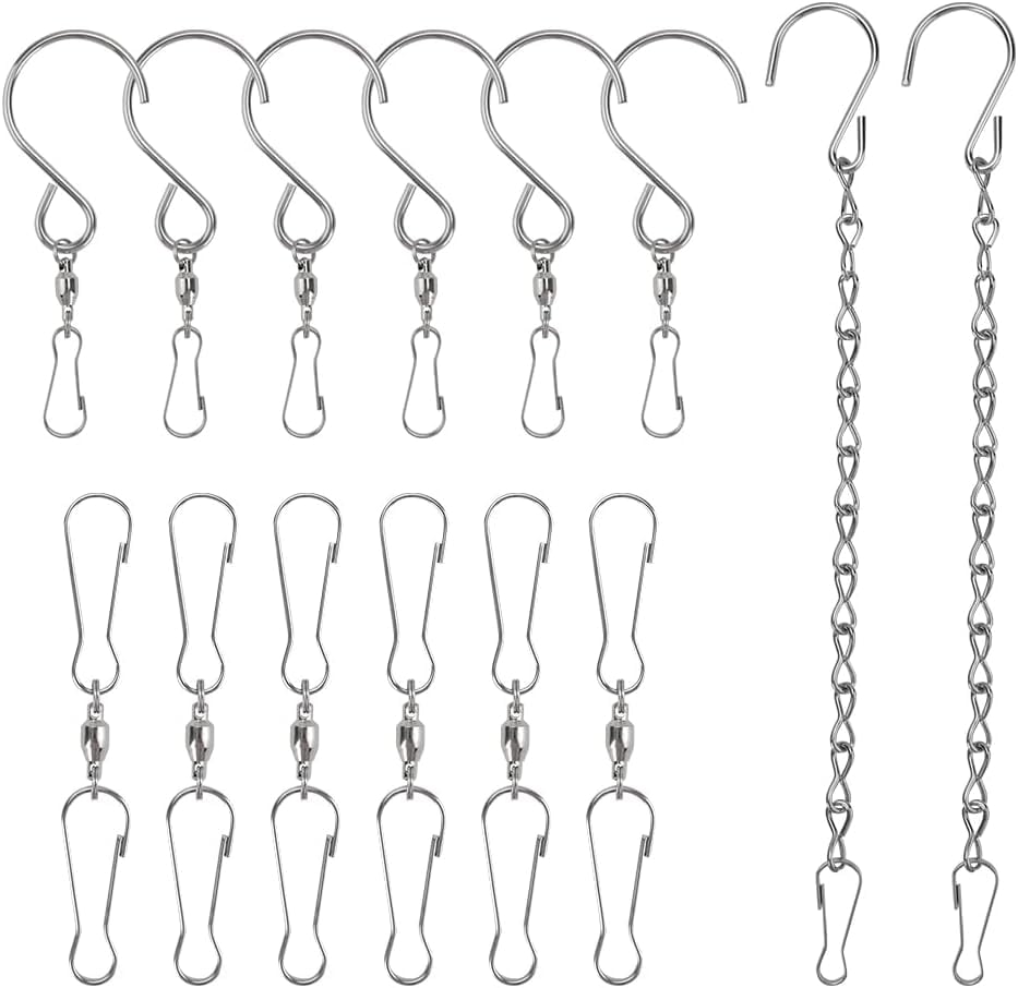 12 Pcs Wind Spinner Swivel 360 Degree Hooks Clips 2 Styles with 2 Pcs ...