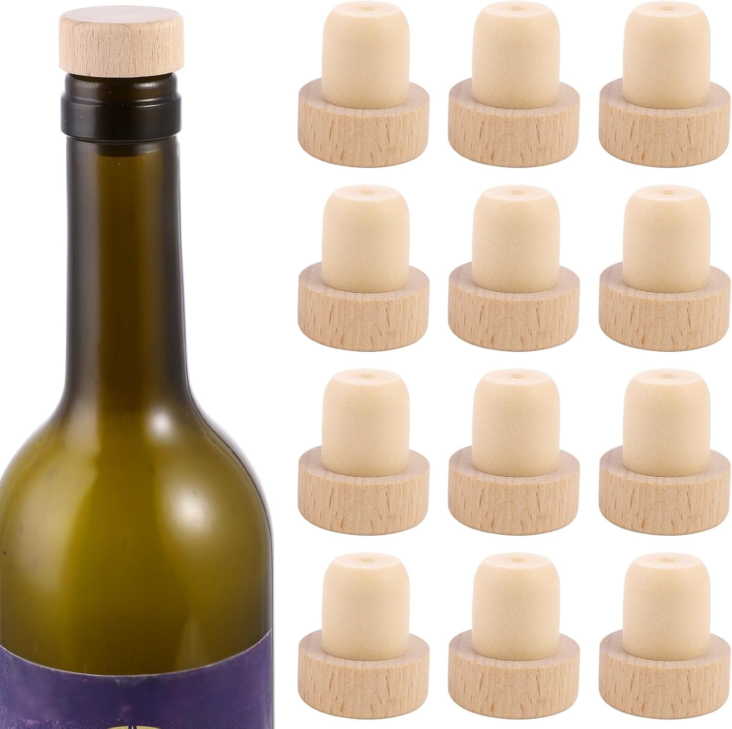 12 Pcs Wine Corks, T-Shaped Wine Stoppers, Wooden And Rubber Stoppers ...