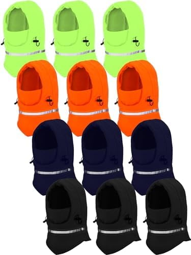 12 Pcs Winter Reflective Balaclava Mask Thermal Full Face Neck Cover ...