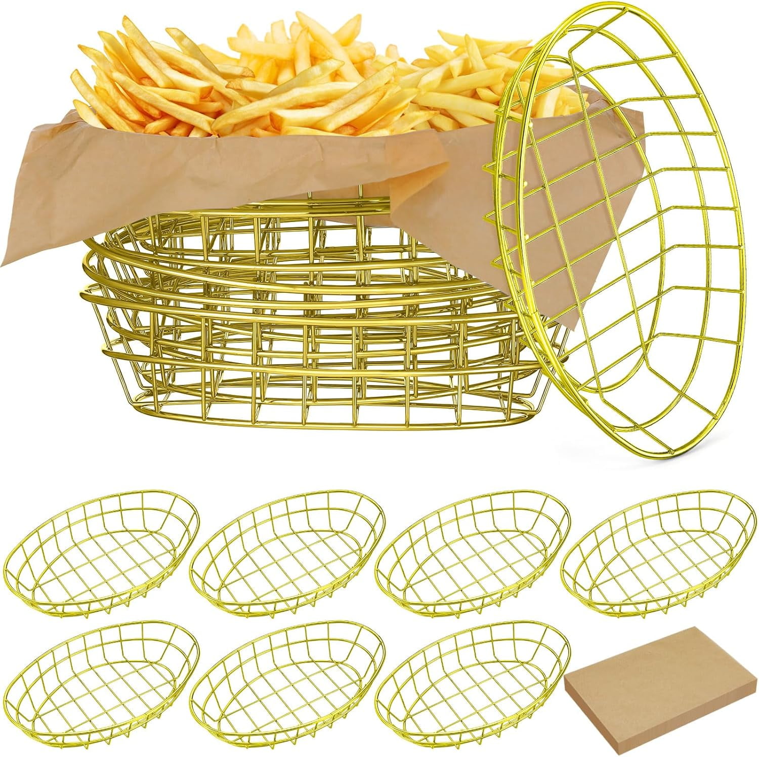 12 Pcs Wire Bread Basket 9.5 x 6.2 x 2.2 Inch Oval Metal Dinner Roll ...