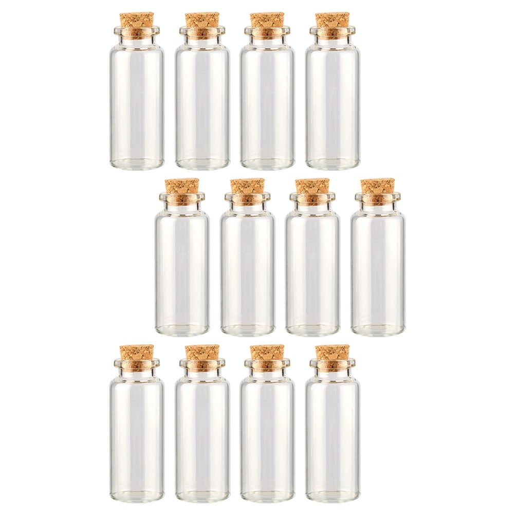 12 Pcs Wishing Bottle Glass with Cork Mini Jars Lids Clear Vials ...