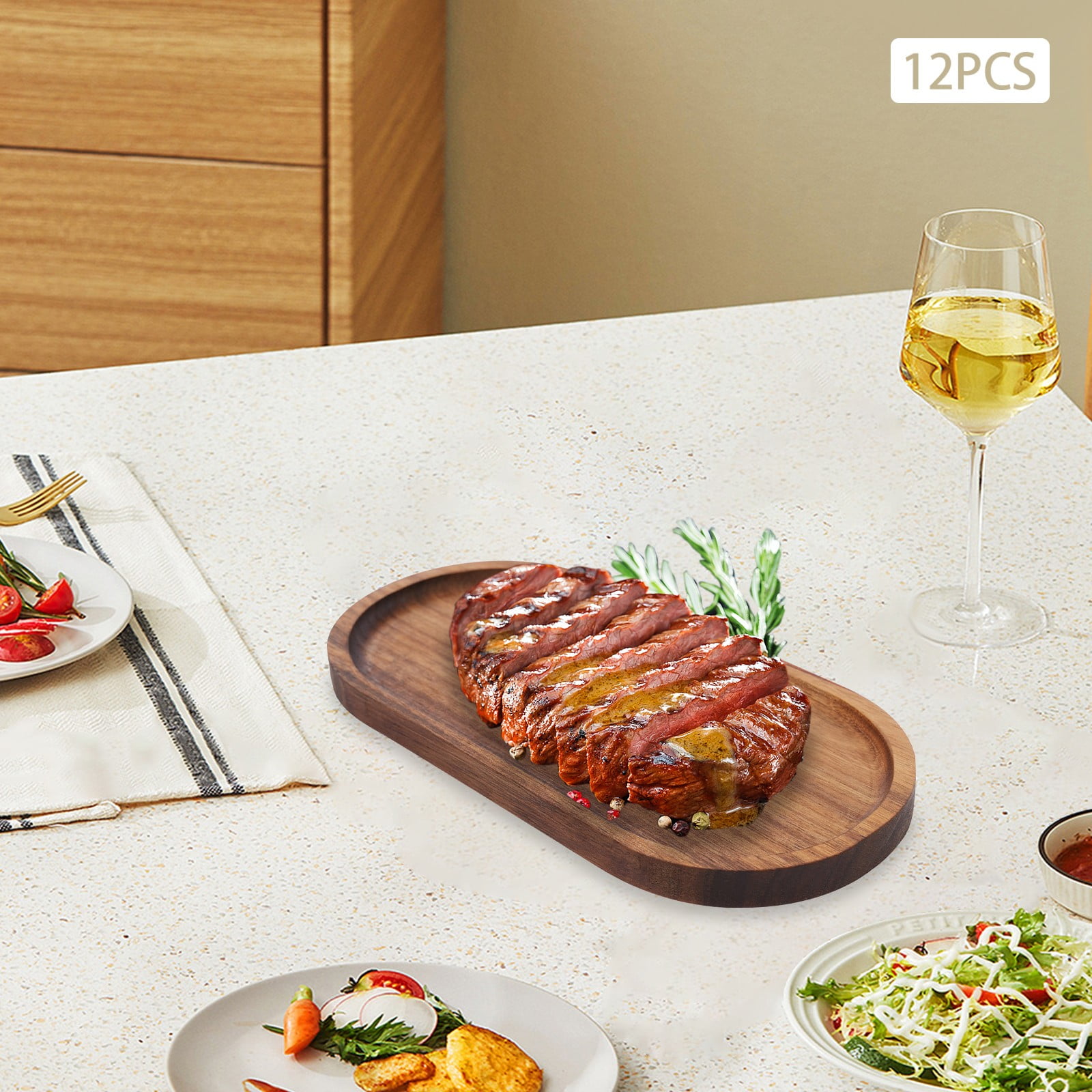 12 Pcs Wood Serving Trays 10 Inch Charcuterie Boards Oval Wooden ...