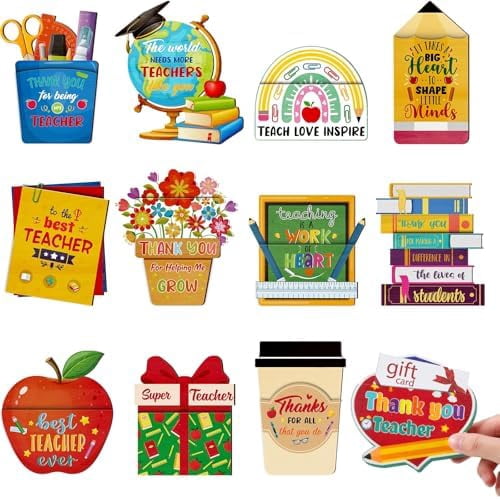 12 Pcs Wood Teacher Appreciation Gift Card Holders Teachers Gift Card ...
