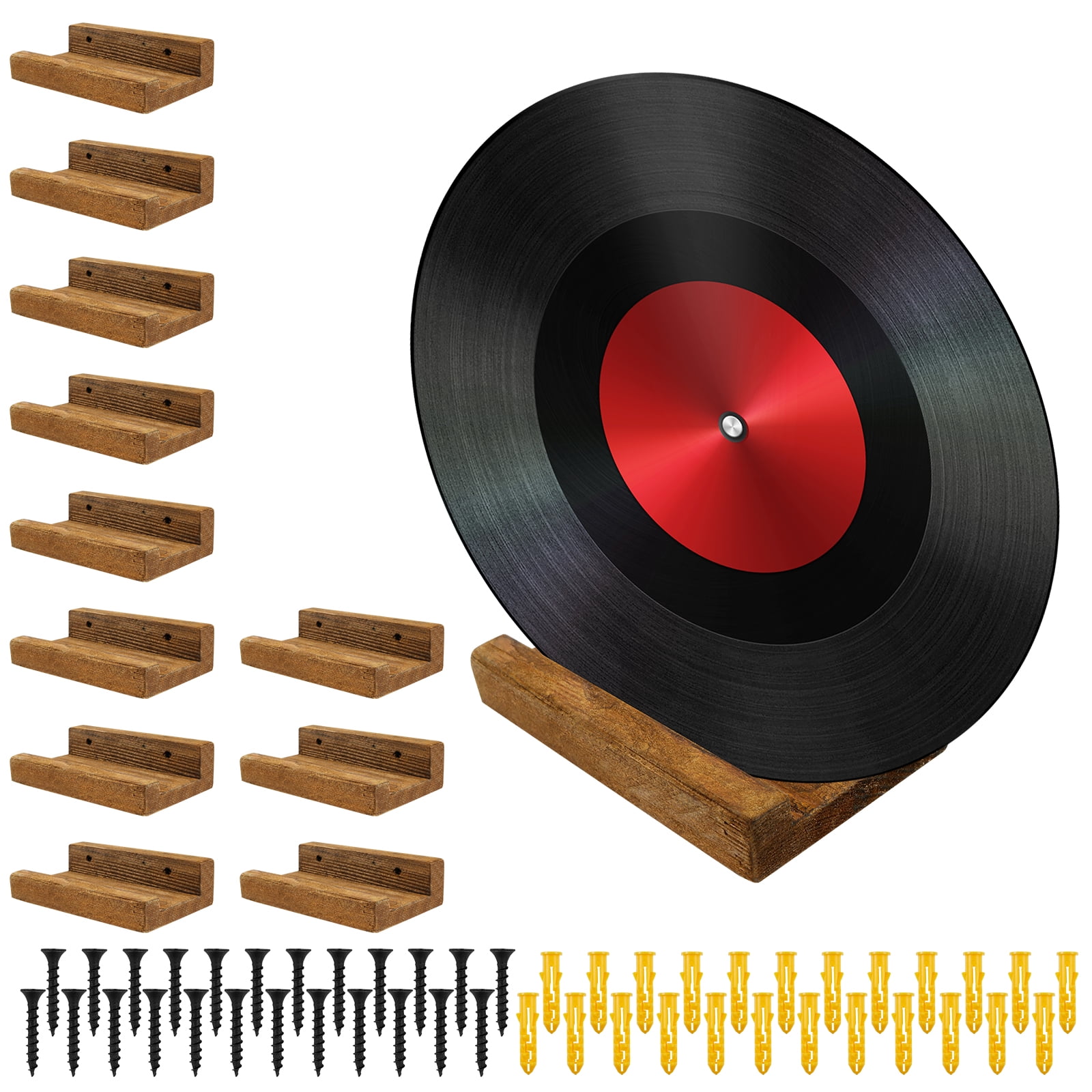 12 Pcs Wood Vinyl Record Shelf Wall Mount Small Wall Mounted Record ...