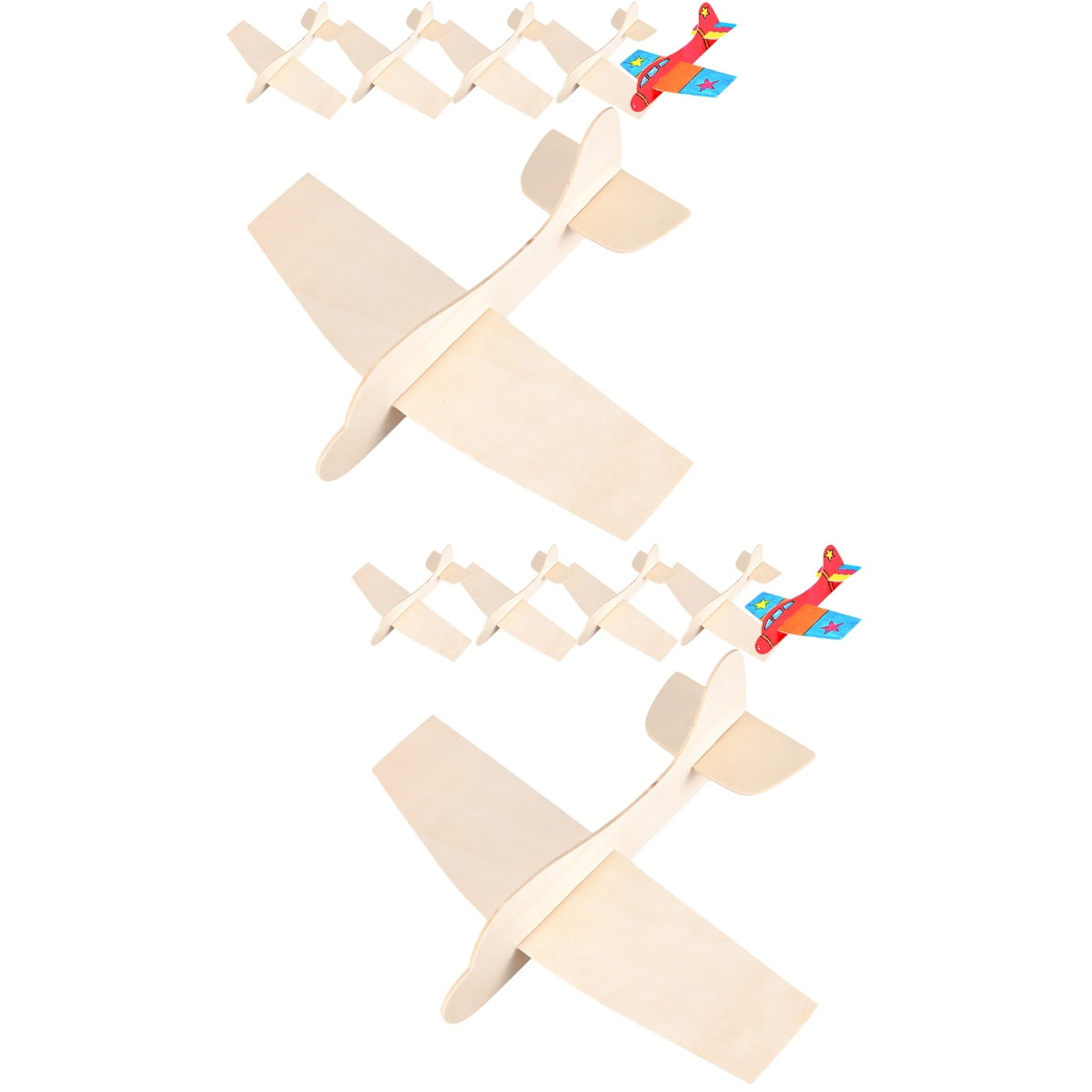 12 Pcs Wooden Airplane Model Assemble Wood Planes DIY Blank Painting ...