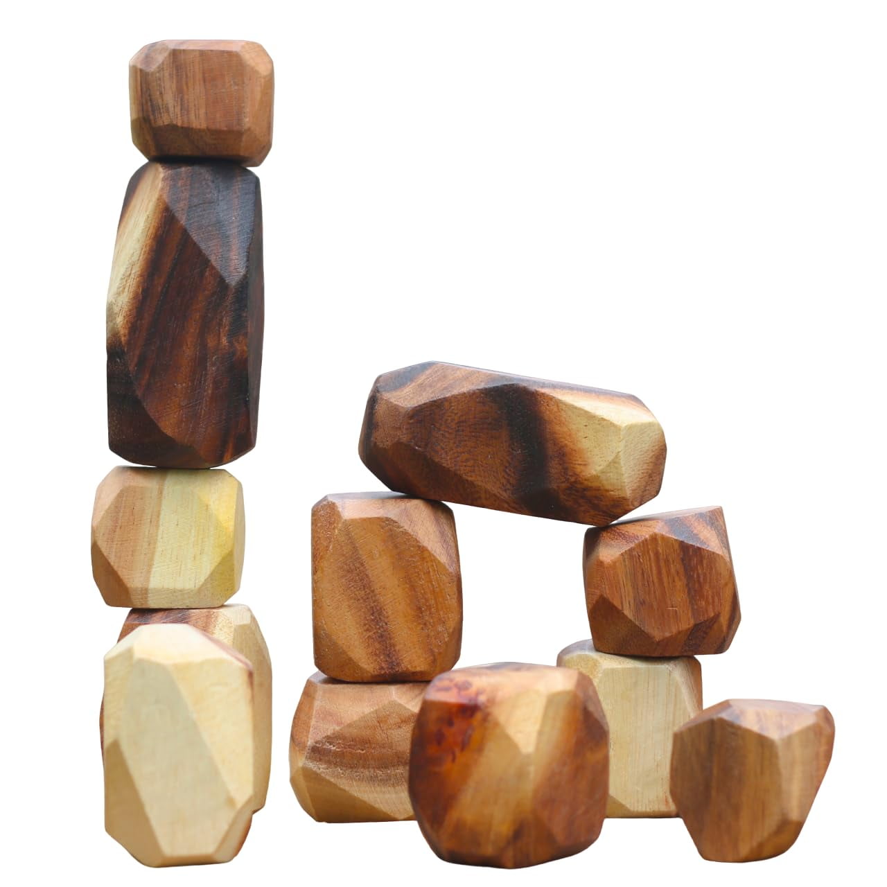 12 Pcs. Wooden Balancing MMF7 Blocks: Handmade Meditative Educational ...