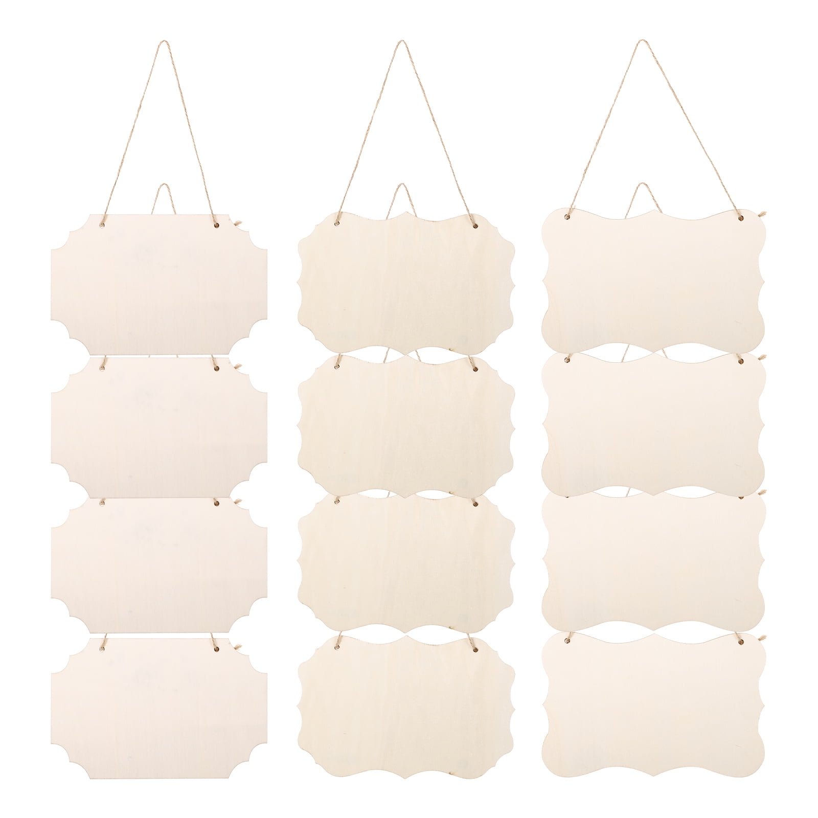 12 Pcs Wooden Blank Hanging Tag Decor Wooden Embellishments Door Hanger ...