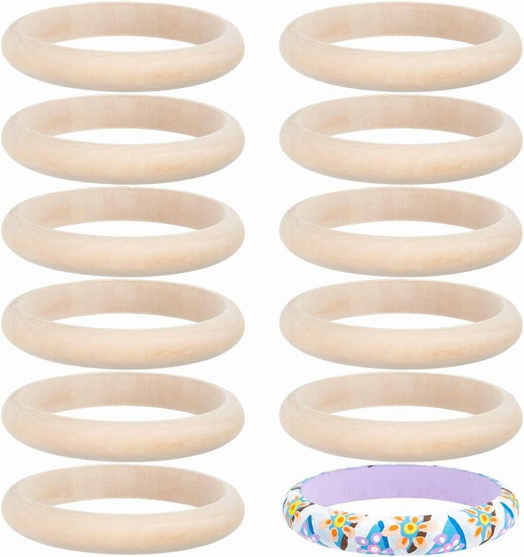 12 Pcs Woods Bangle Bracelets Bisque Unfinished Natural Wooden Rings ...