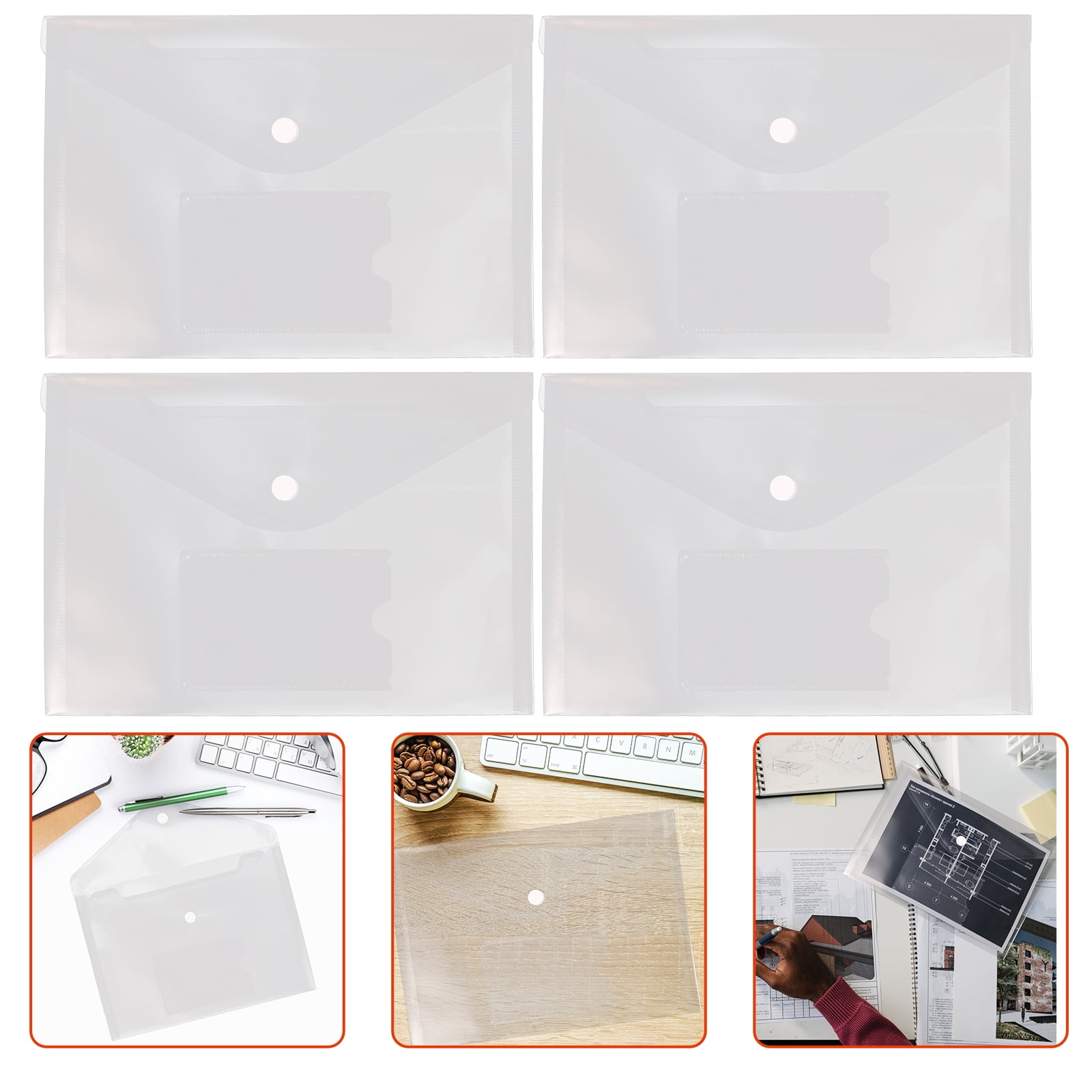 12 Pcs Work Button File Bag PP Material File Organizer Office 24.00X17 ...