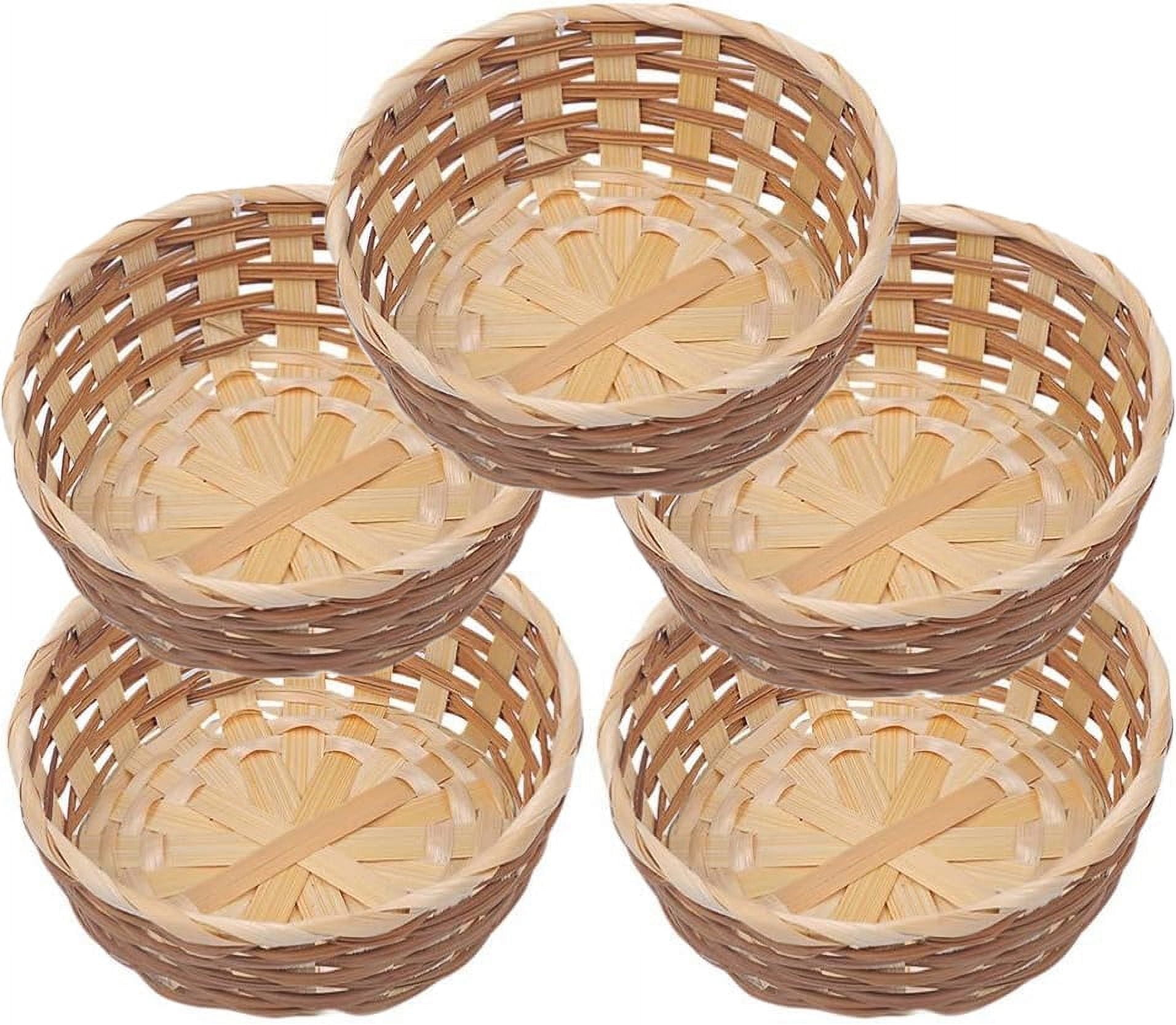 12 Pcs Woven Bread Baskets,Bamboo Round Basket Woven Small Baskets for ...
