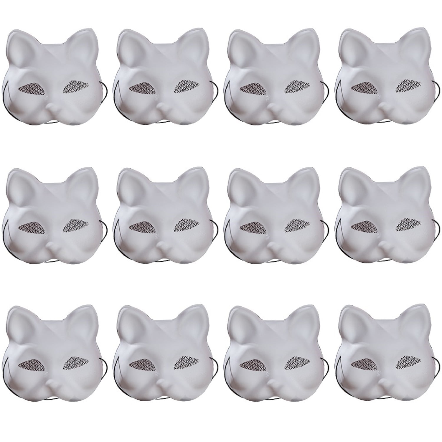 12 Pcs mask with mesh Gauze Colorable Halloween Masquerade Masks Blank ...