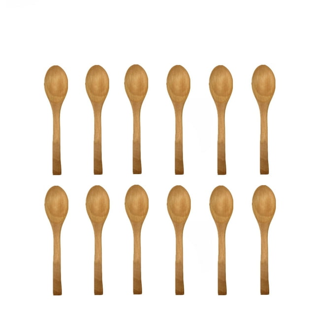 12 Pcs of 5 inch Natural Bamboo Spoon Small Wooden Spoon Dessert Ice ...