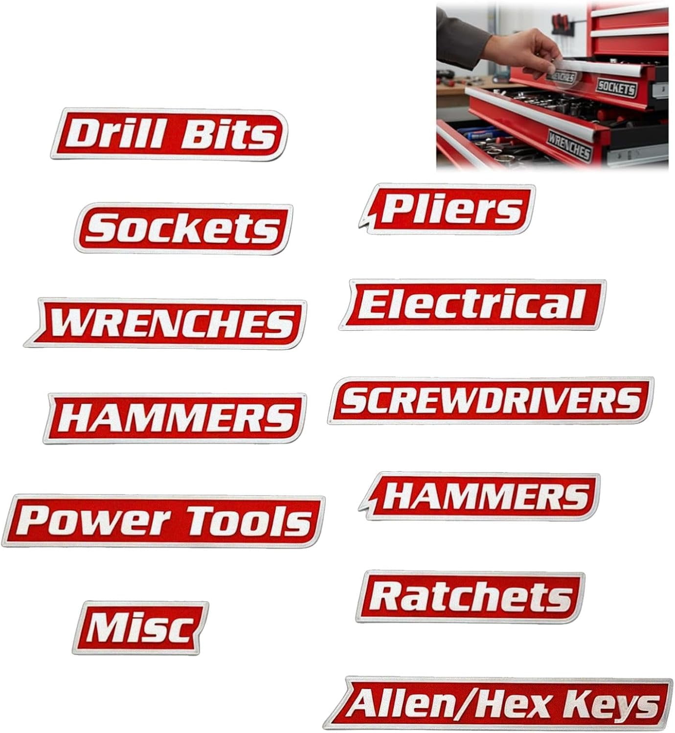 12 Peices Magnetic Tool Box Labels, General Tool Box Organize ...