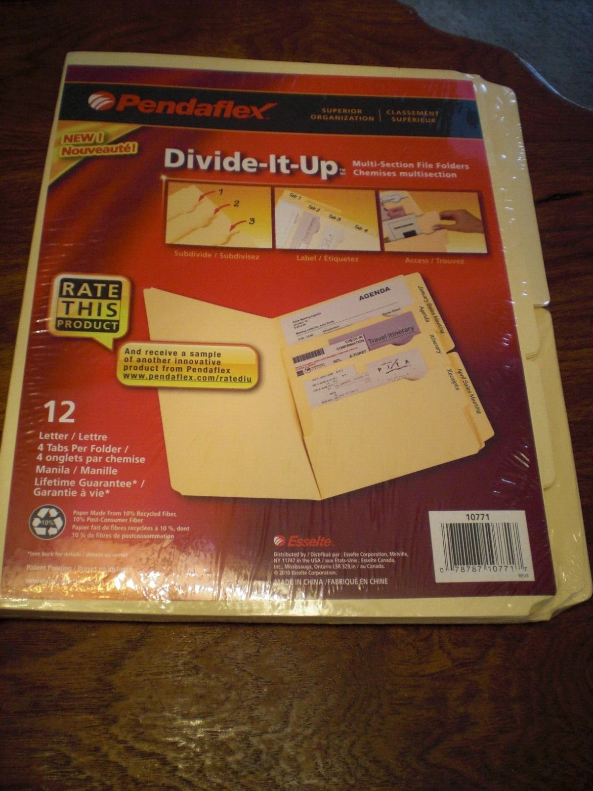 12 Pendaflex Divide It Up File Folder, Mulit Section, Letter, Manila ...