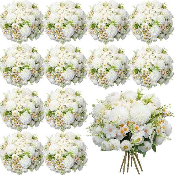12 Peonies Artificial Faux Roses Silk Hydrangea Artificial Bouquet for ...