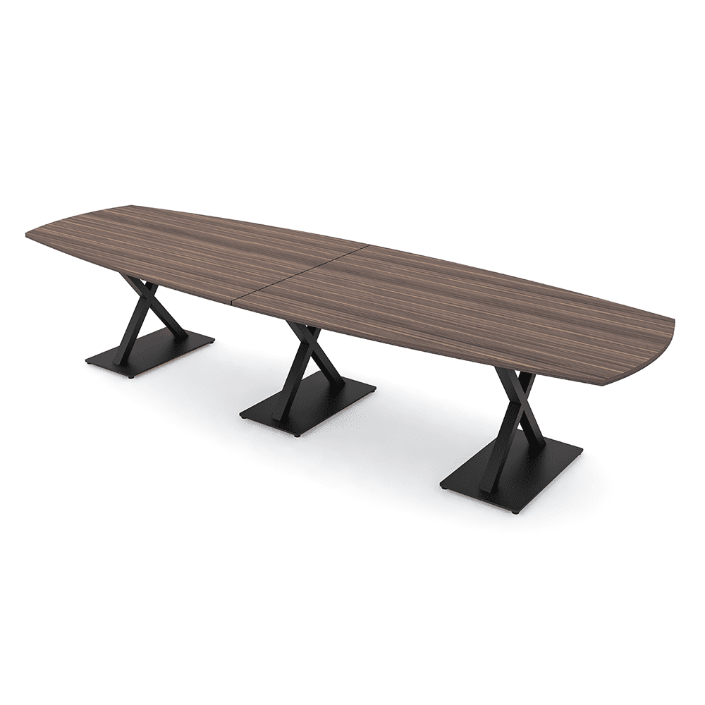 12 Person Arc Boat Conference Table with X Bases Data And Electric ...