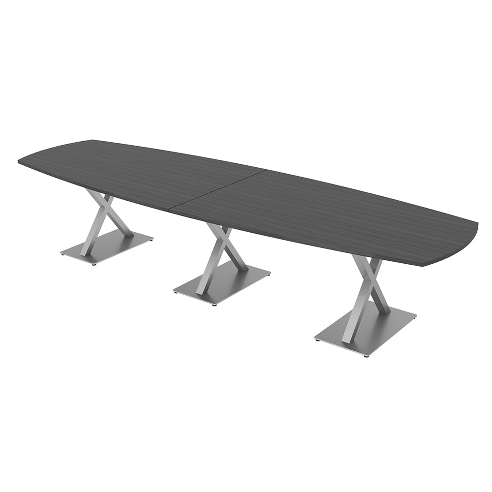 12 Person Arc Boat Conference Table with X Bases Data And Electric ...